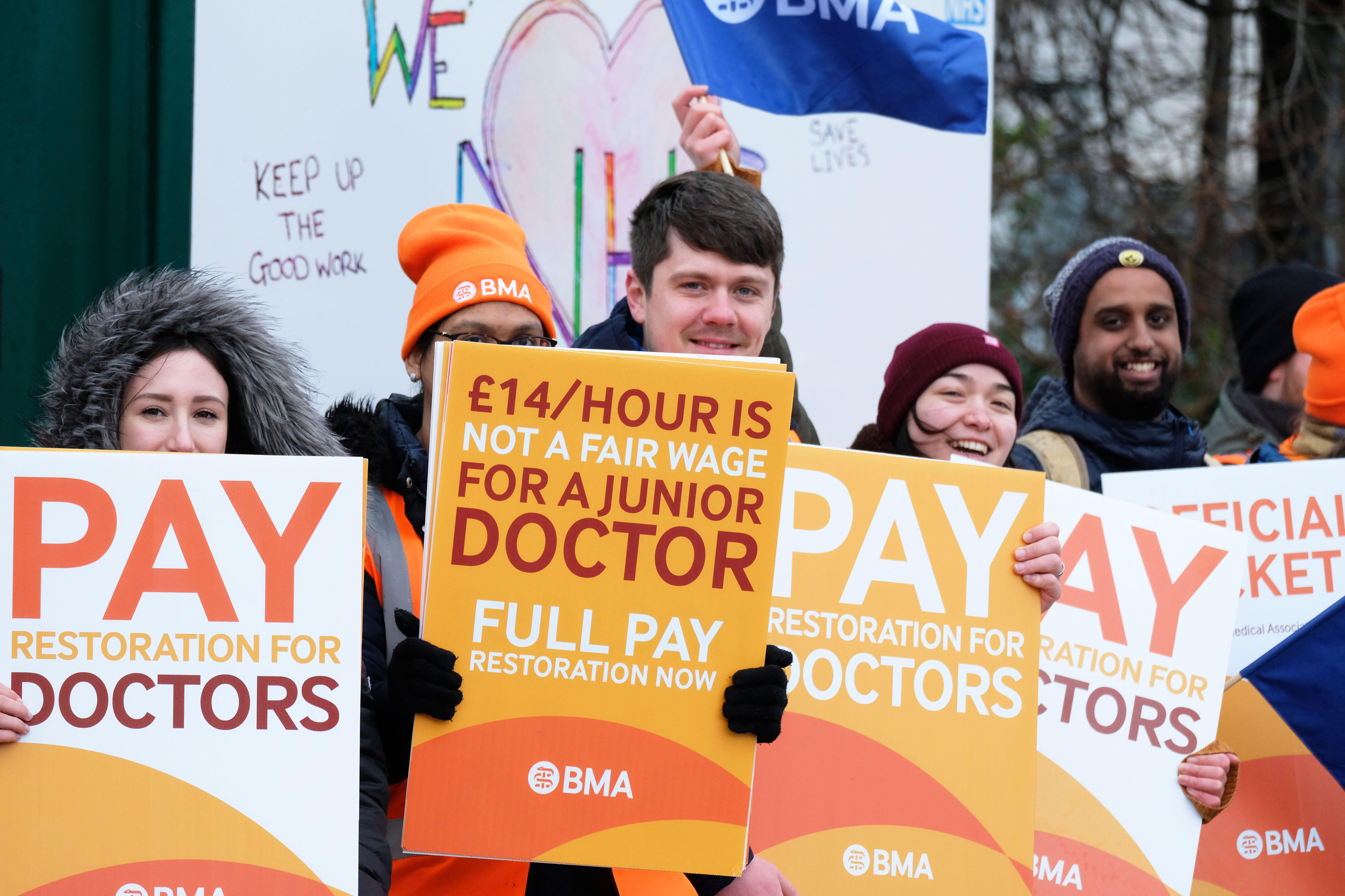 Junior doctors striking across Wales