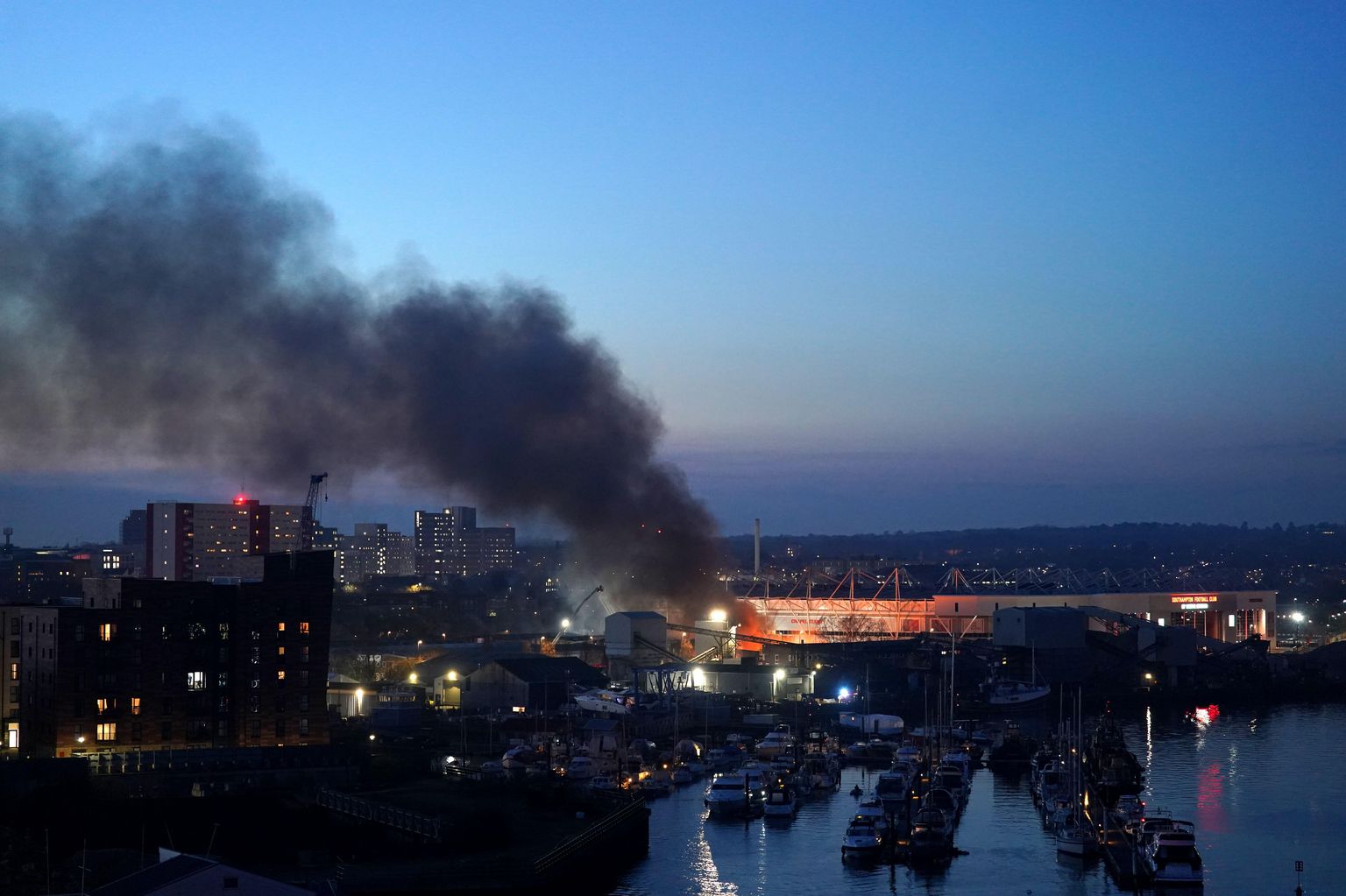 Preston game at Southampton postponed due to huge fire next to stadium ...