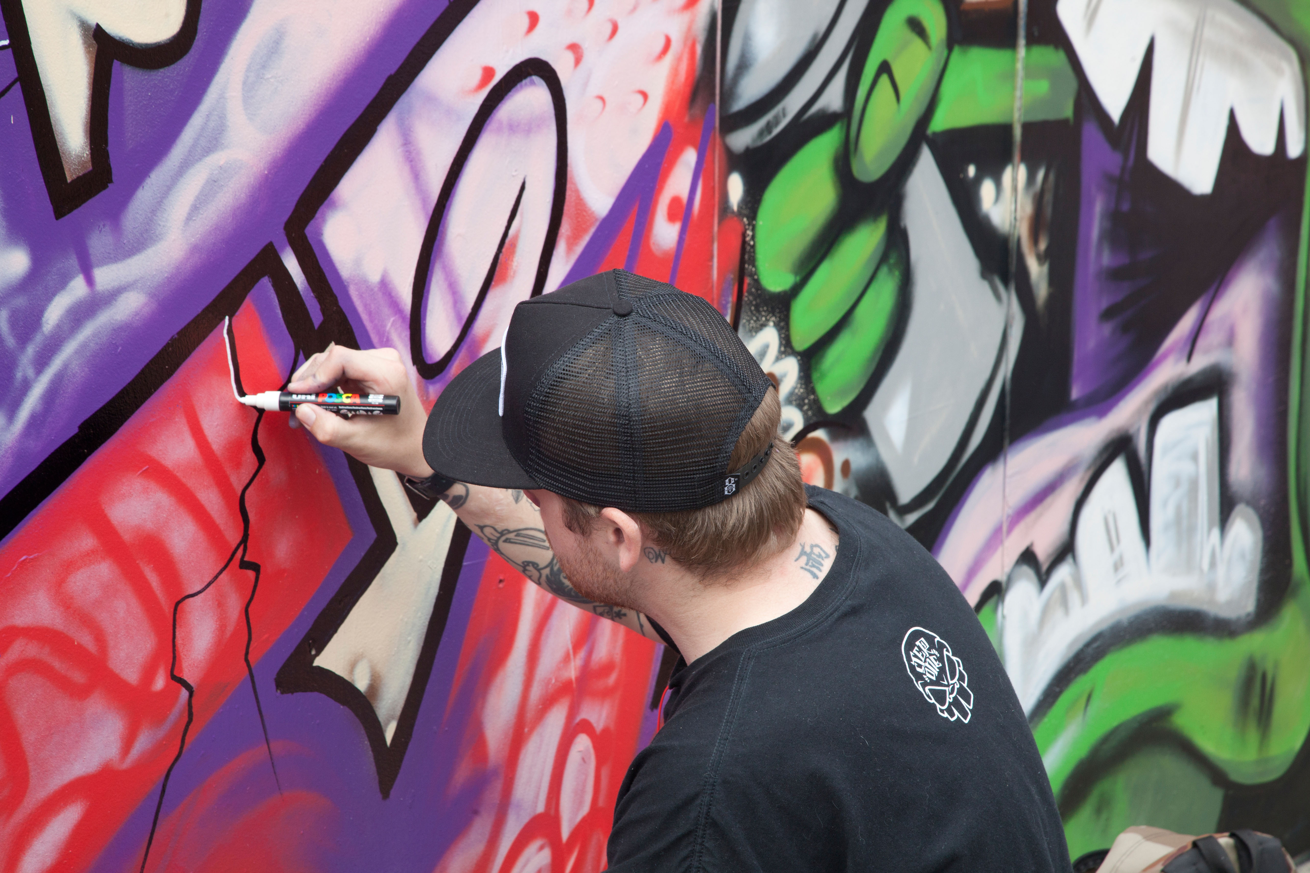 UPFEST painting mural on Bristol double decker bus