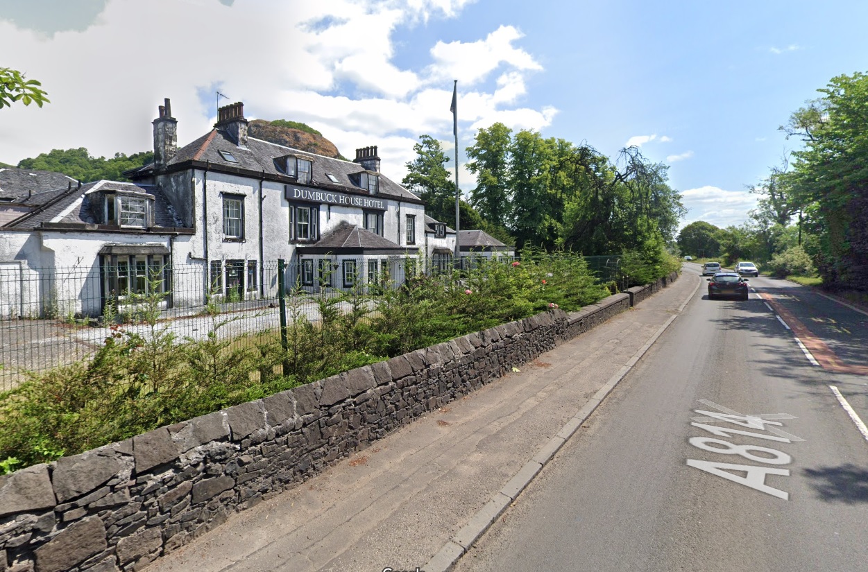 Fire at the derelict former Dumbuck House Hotel near Dumbarton