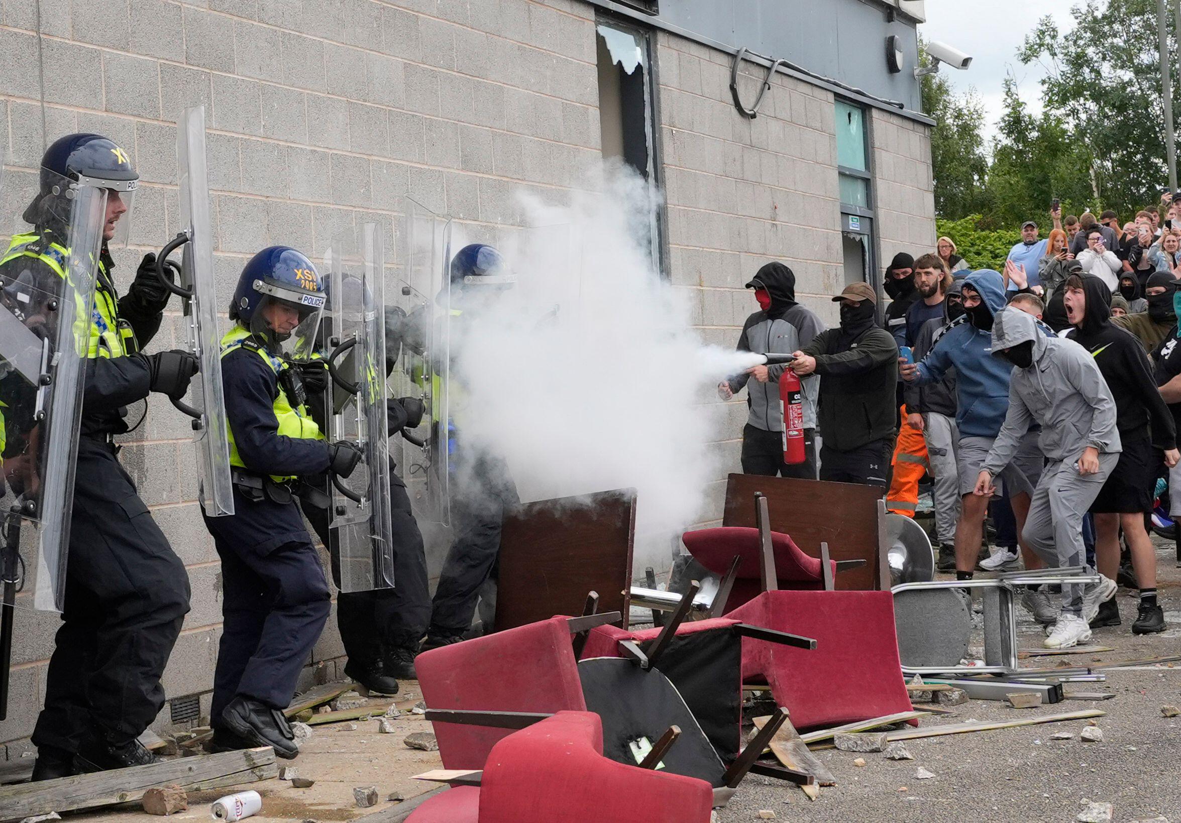 Violent protests erupt at Rotherham hotel amid ongoing demonstrations