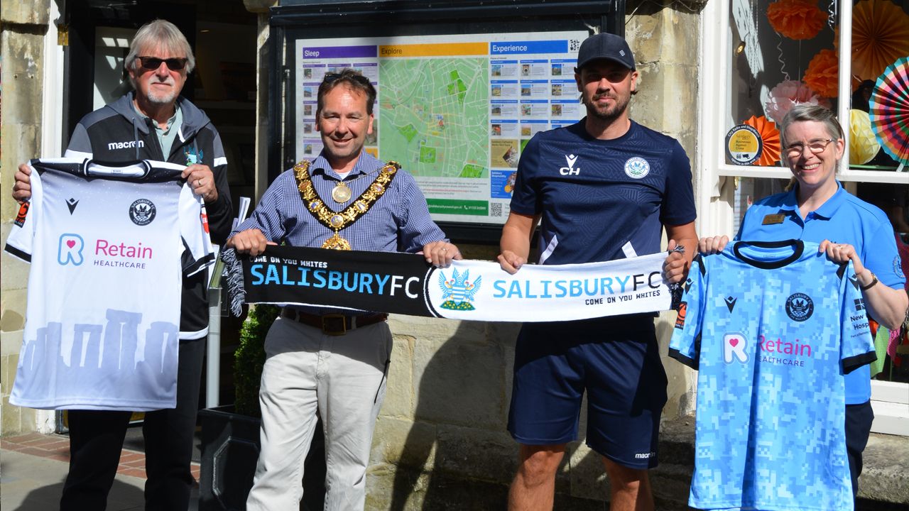 Information Centre stocking Salisbury FC merchandise