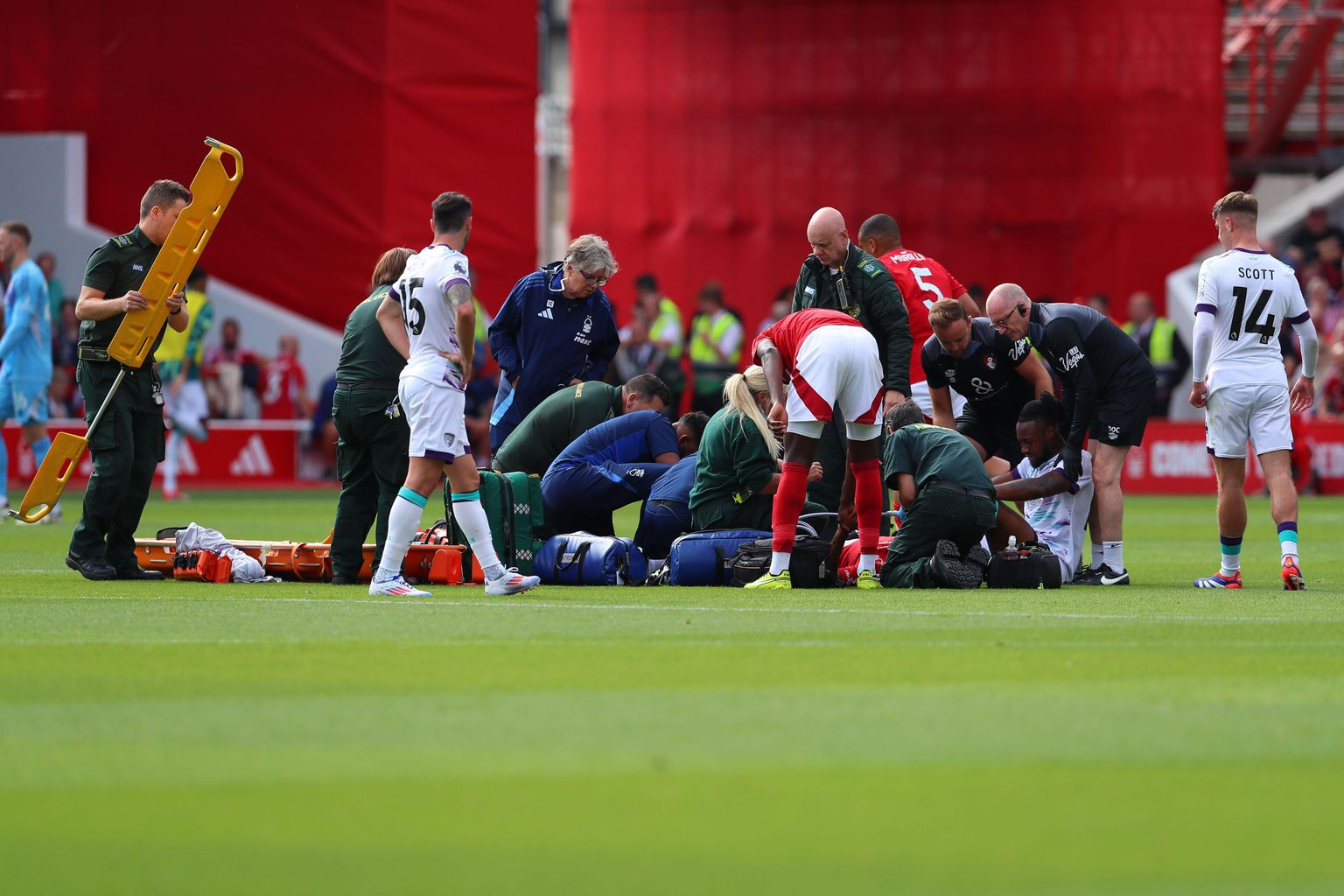 Nottingham Forest's Danilo suffers nasty leg injury on the pitch