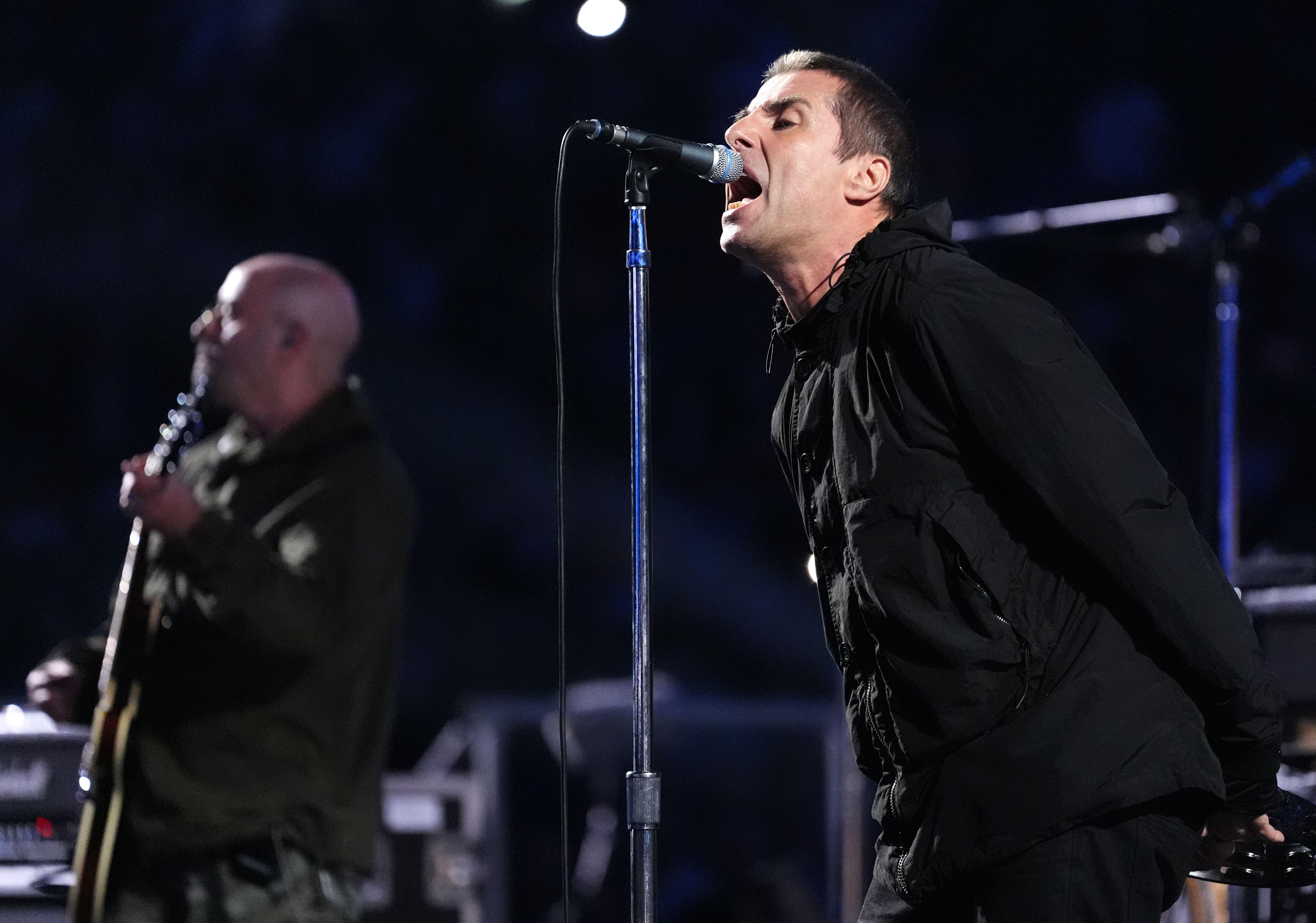 Liam Gallagher performs at Wembley ahead of boxing fight