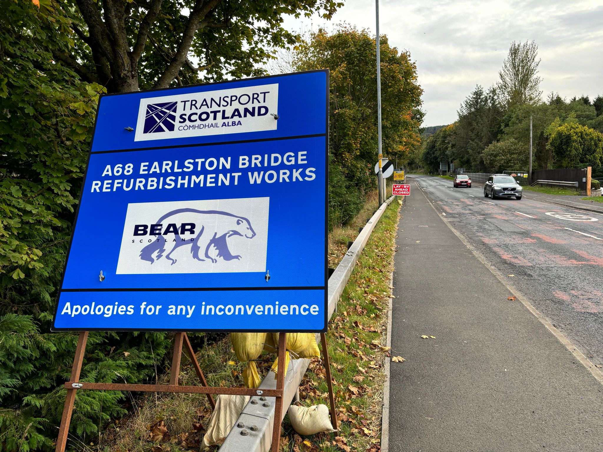 Ongoing bridge works lead to further disruption on A68 south of Earlston