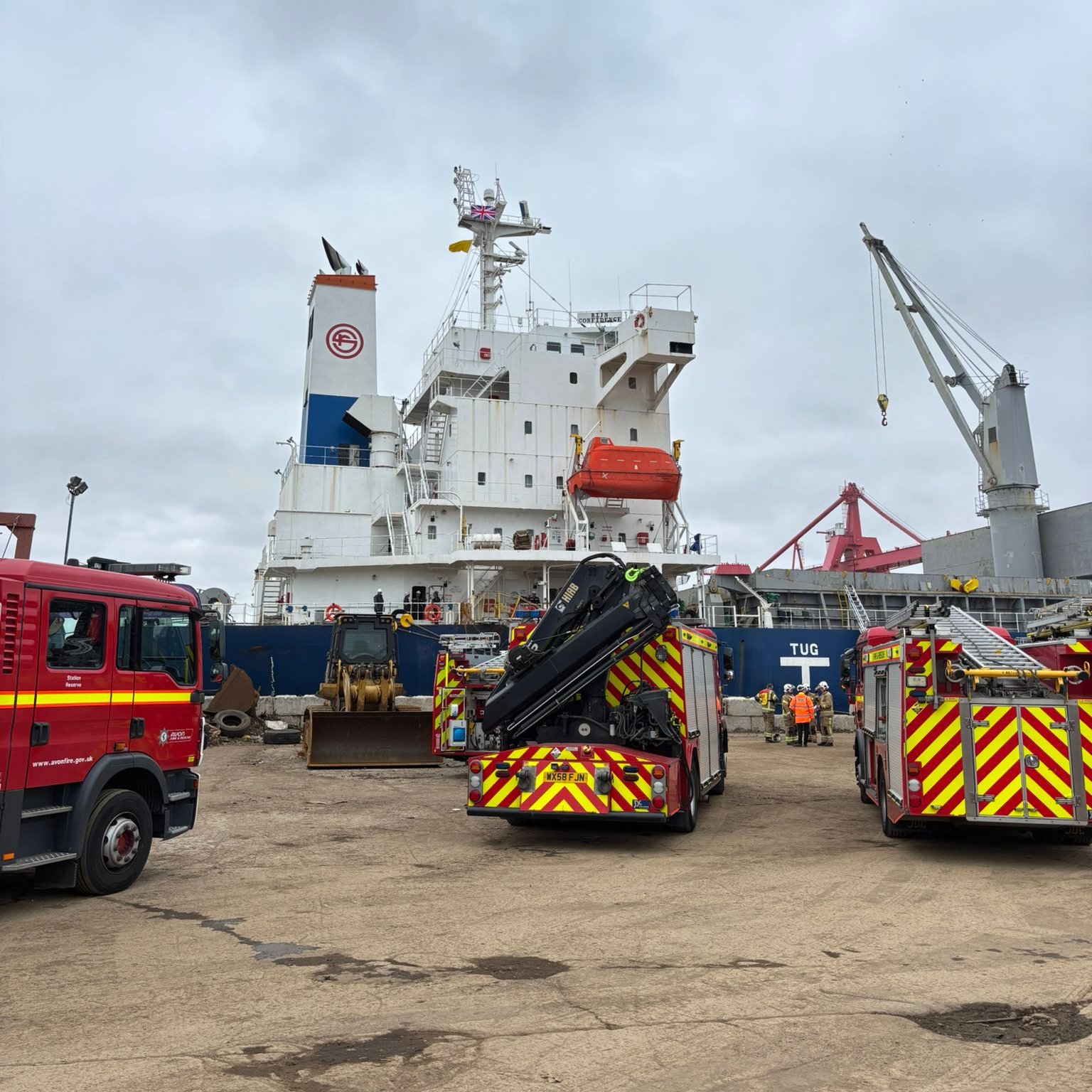 Huge fire breaks out on ship at Bristol's Royal Edward Dock