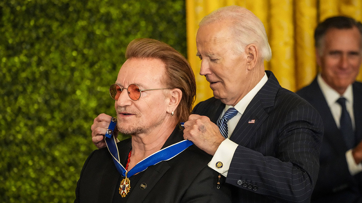 U2's Bono receives America's highest civilian honour from President Biden