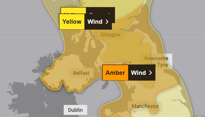 Amber warning for 90mph winds as Storm Eowyn heads for the UK | News ...