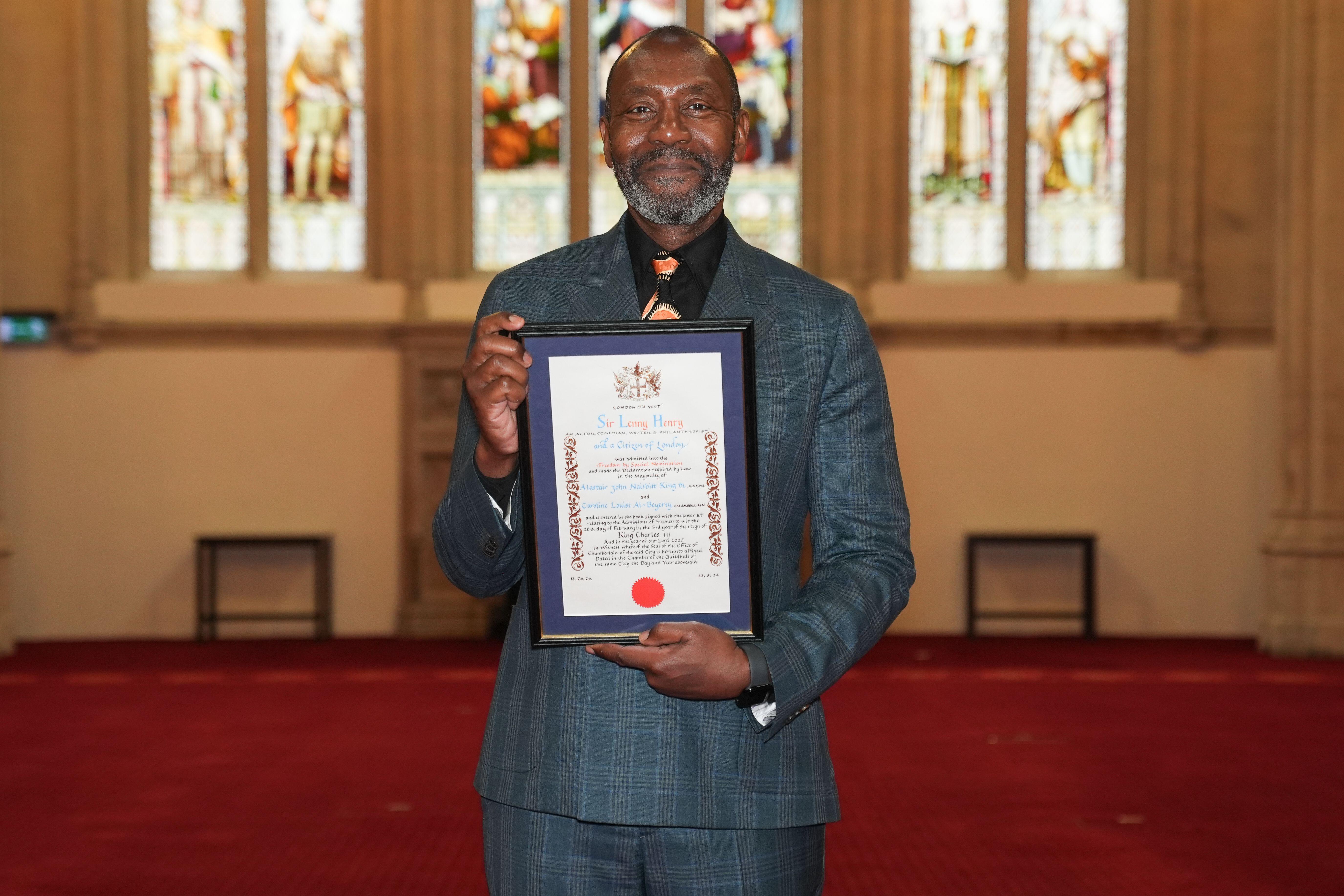Sir Lenny Henry "very proud" to be awarded freedom of City of London