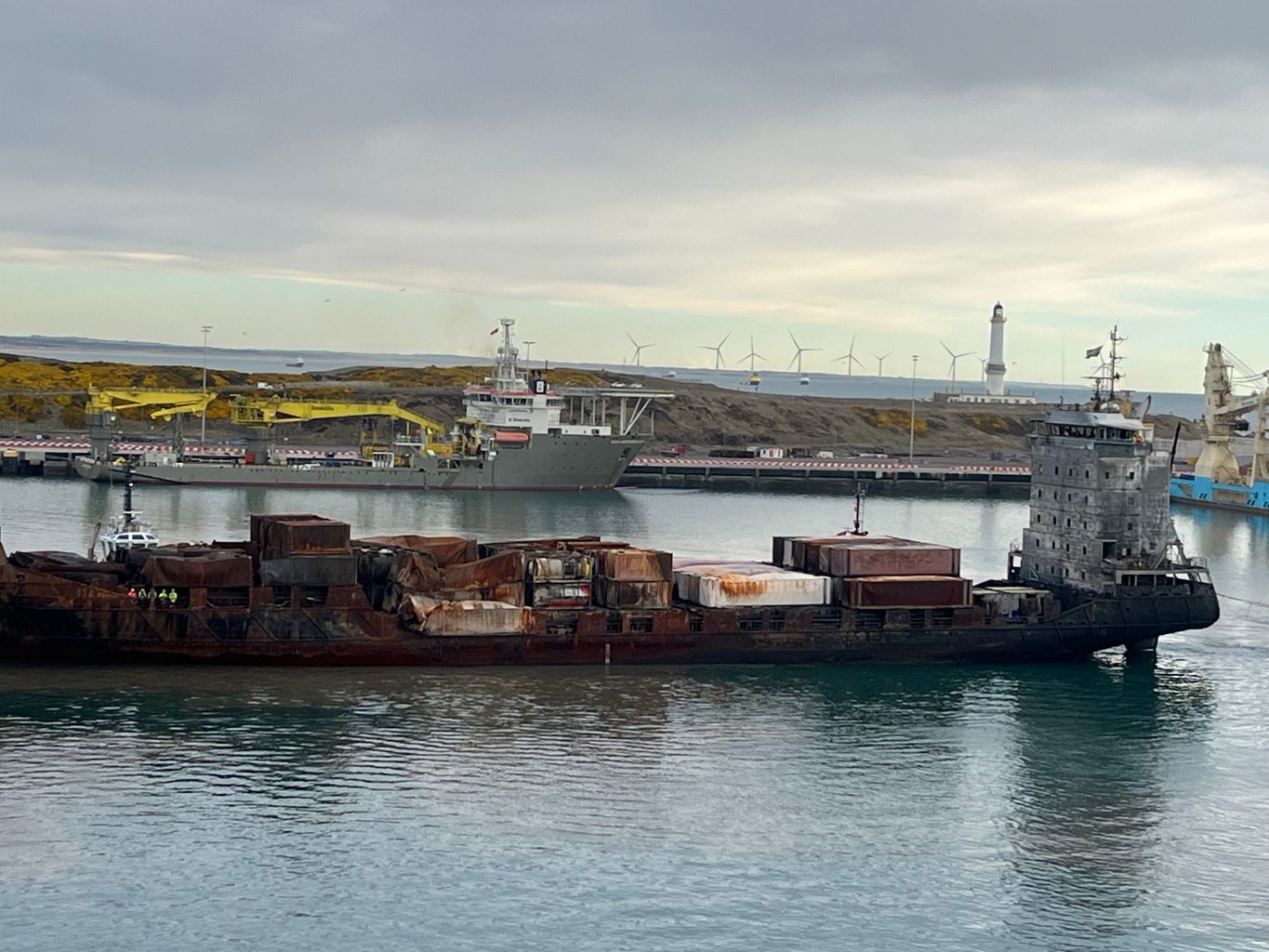 Cargo ship damaged in North Sea crash arrives in Aberdeen