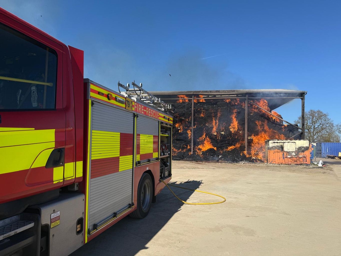 Crews tackle 100 tonne haystack fire in Braintree
