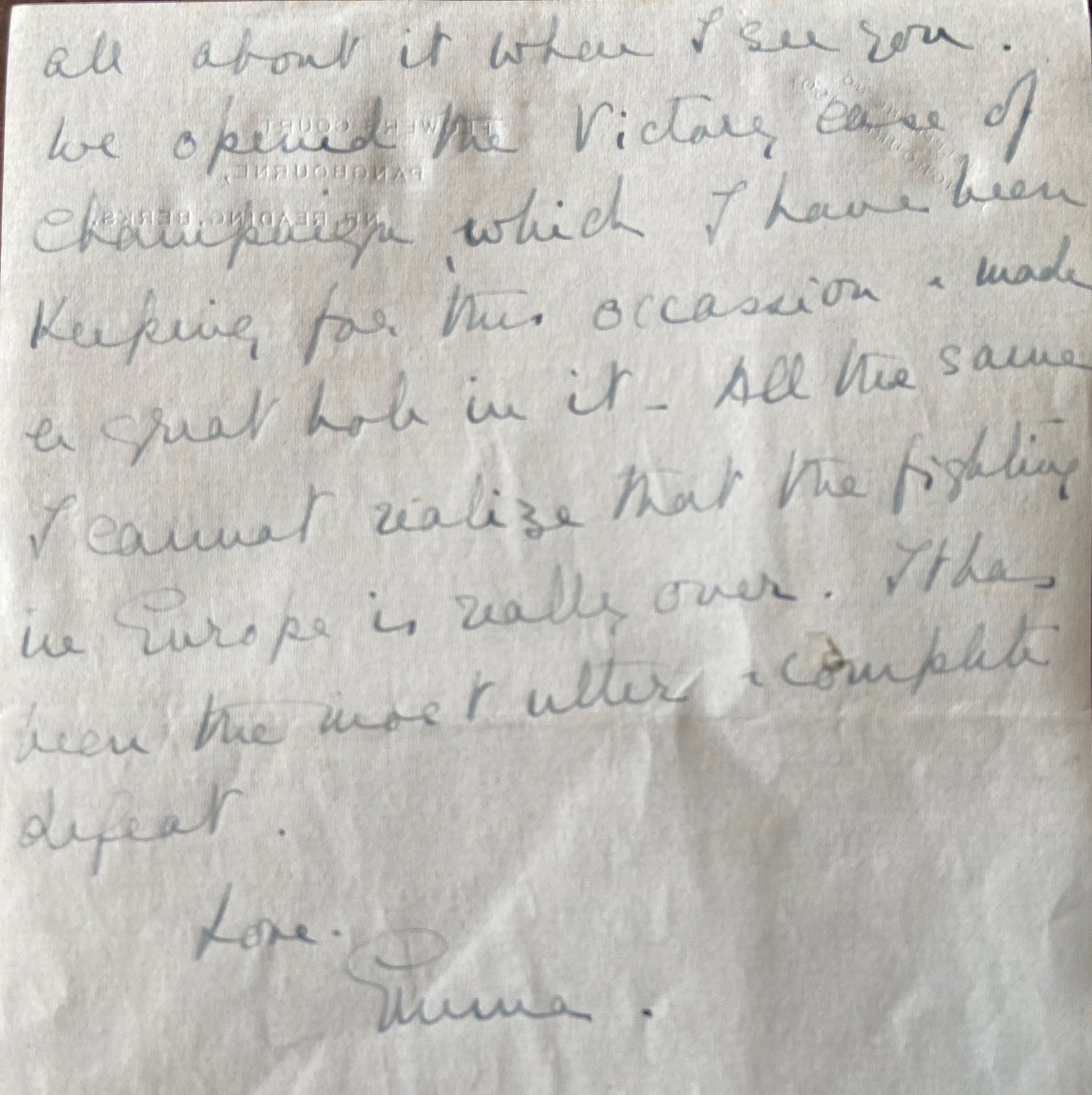 Newly-discovered letter at Longleat shared to mark VE Day