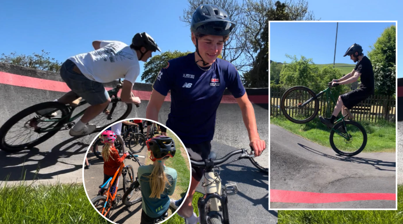 WATCH: British cyclist races young stars at opening of new pump track