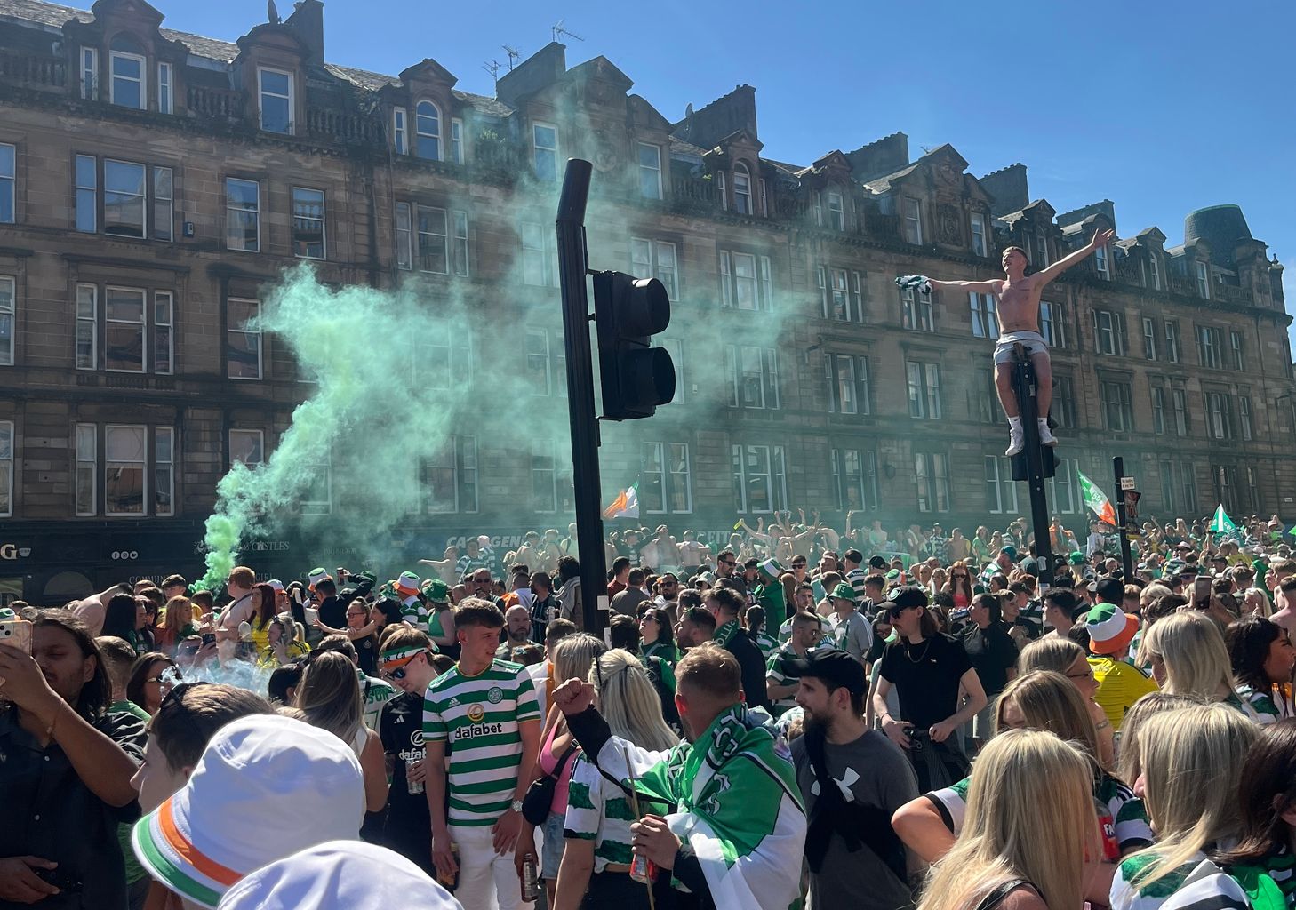 Thousands of Celtic fans gather in Trongate after 55th league title win