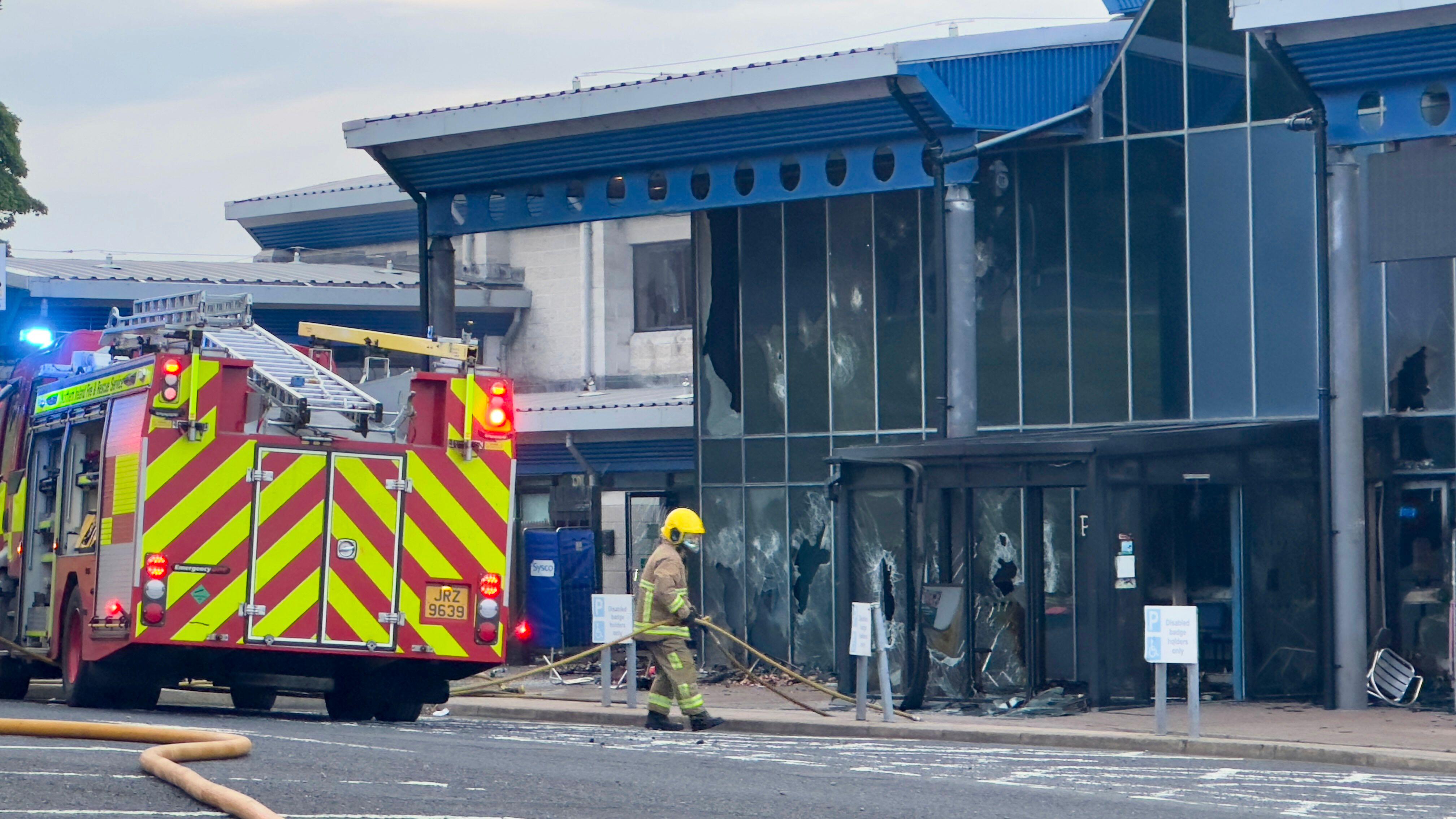 Larne Leisure Centre has been set on fire as disorder continues