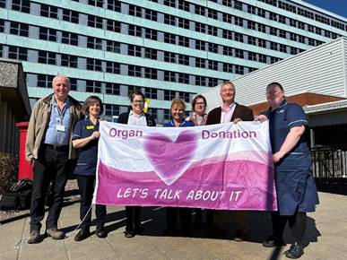 A pink organ donation flag will be raised at two Lincolnshire Hospitals