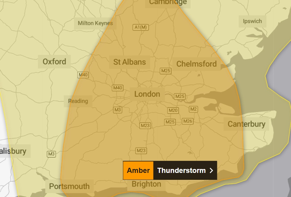 Amber thunderstorm warning for London | News - Hits Radio (London)