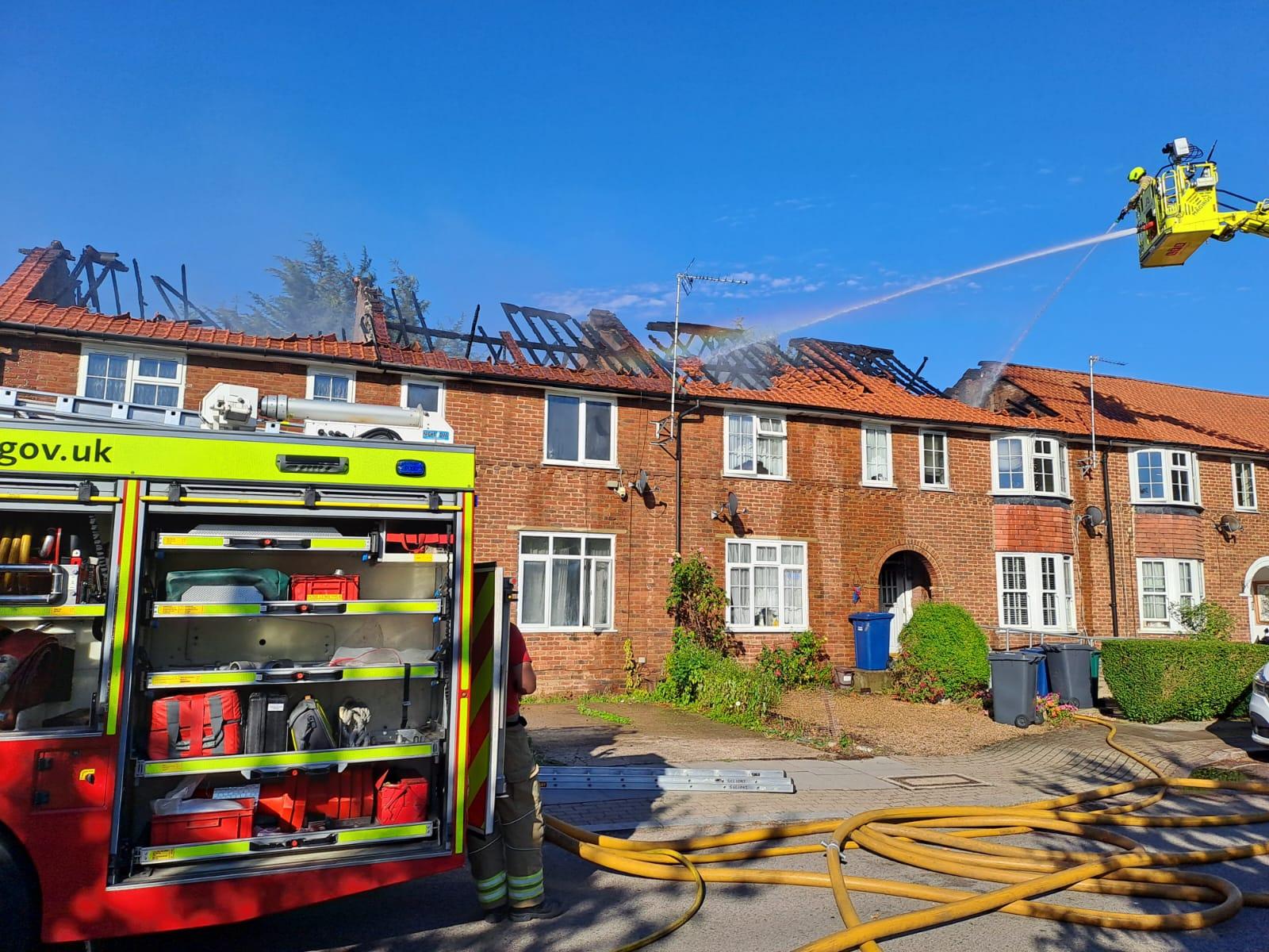 Terrace of houses catch fire in Burnt Oak