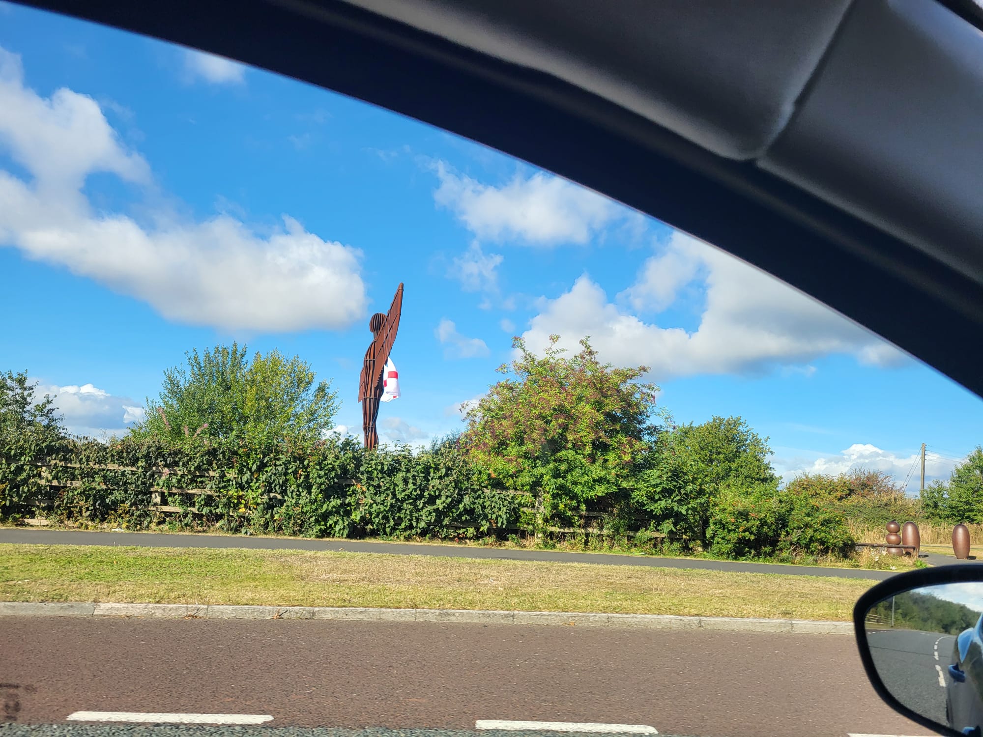 England flag appears on the Angel of the North