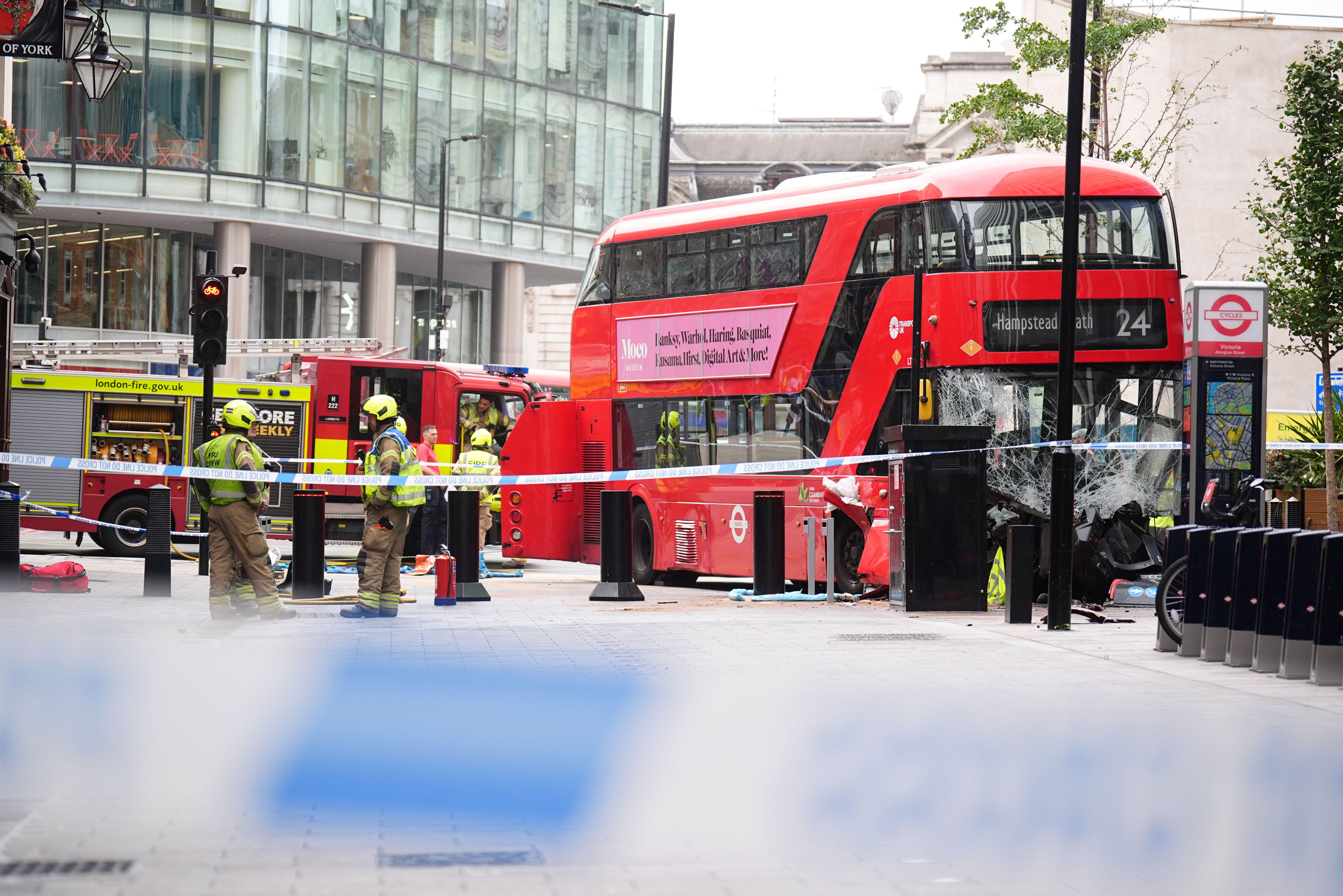 'Several' injured after London bus mounts pavement