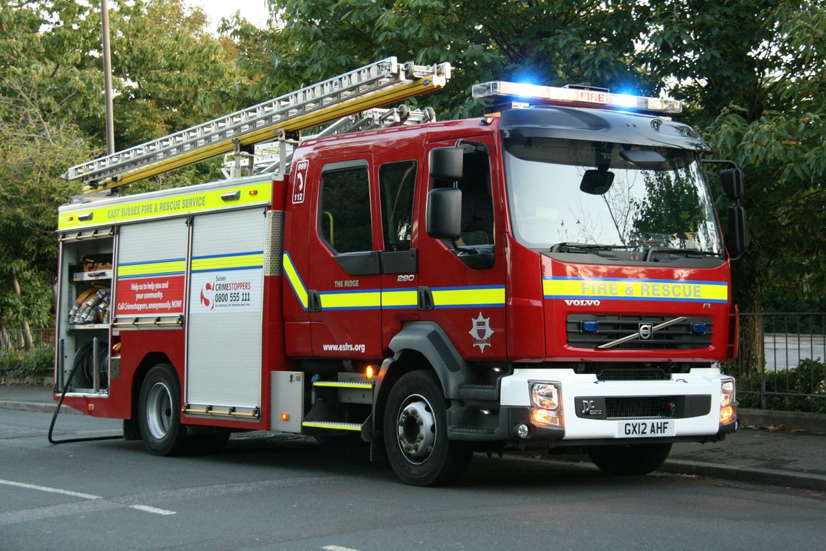 Car on fire following multi-vehicle collision on A27 in East Sussex