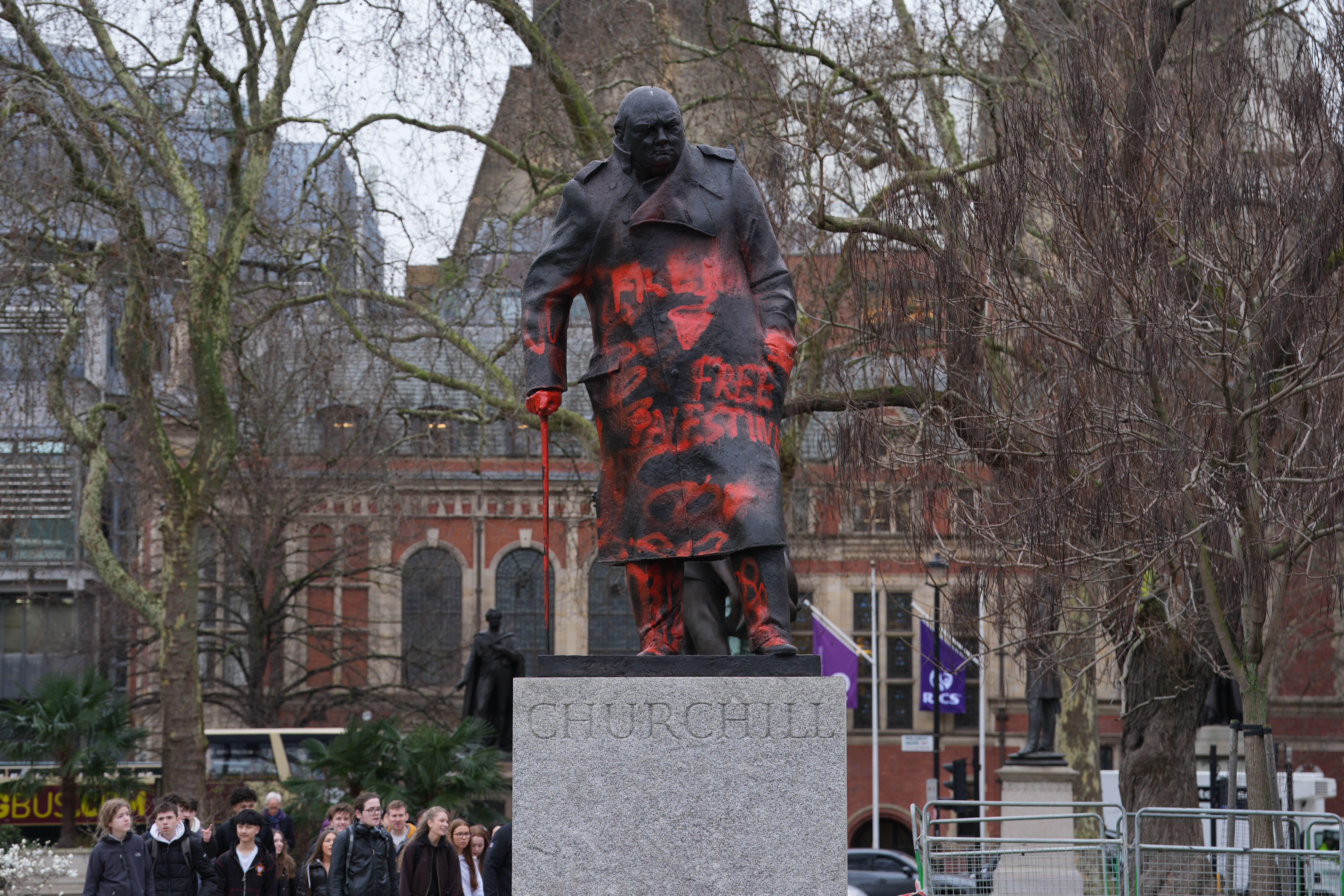 Arrest after Winston Churchill statue defaced in Parliament Square ...