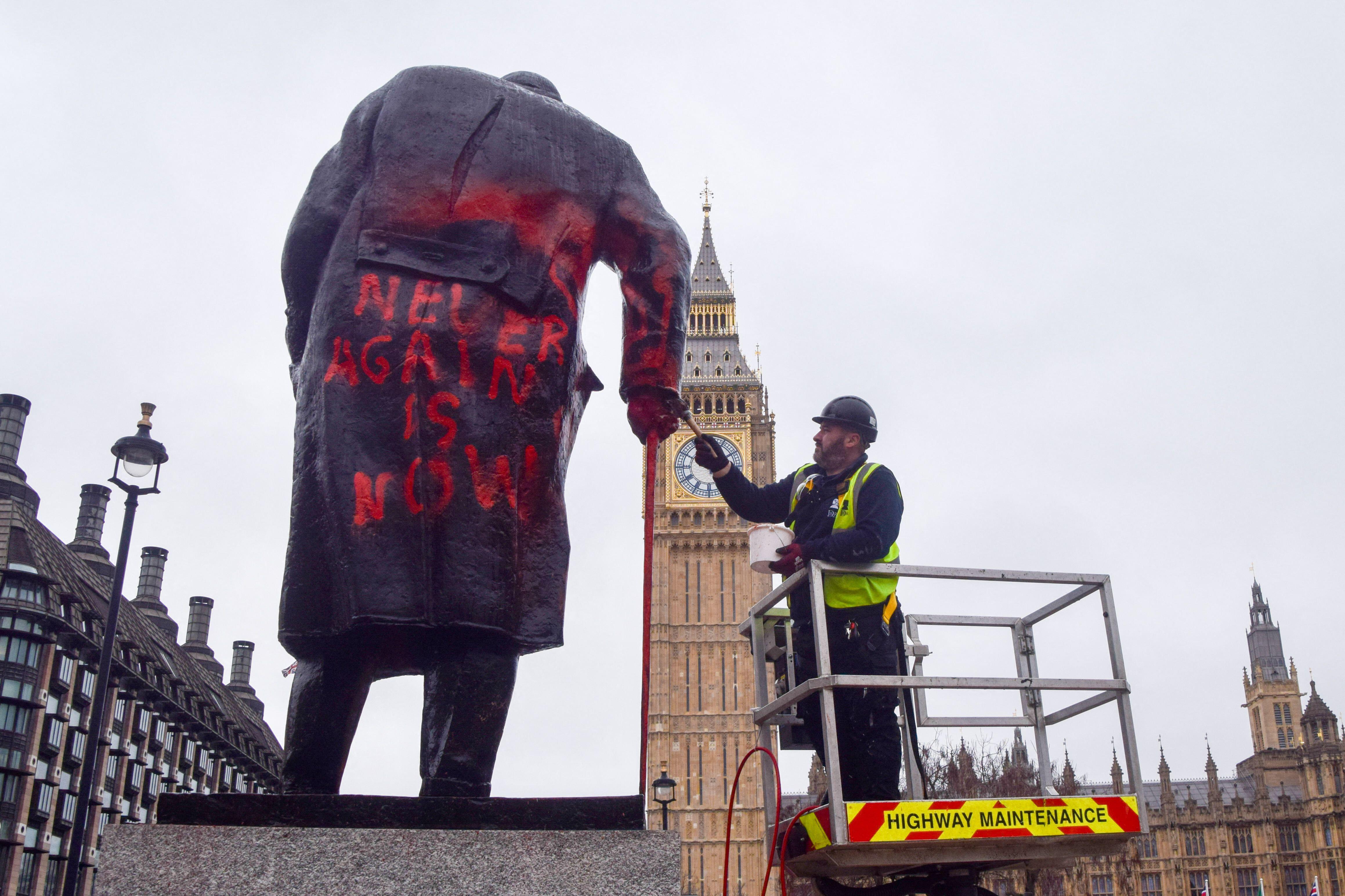 Man to face court after Winston Churchill statue defaced in Parliament ...