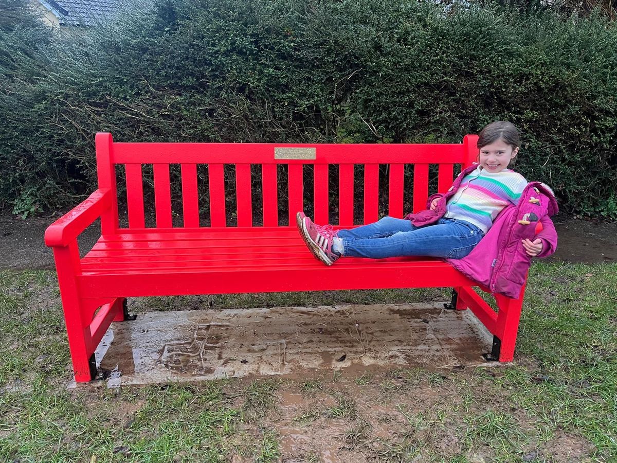Red bench installed to honour six-year-old's who had life-saving heart ...