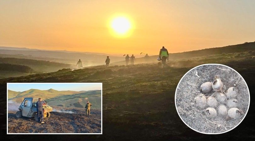 Dramatic images capture gamekeepers' efforts to contain wildfires