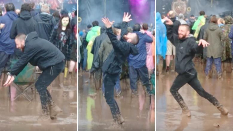 Video of man throwing heroic dance moves in Download Festival mud goes ...