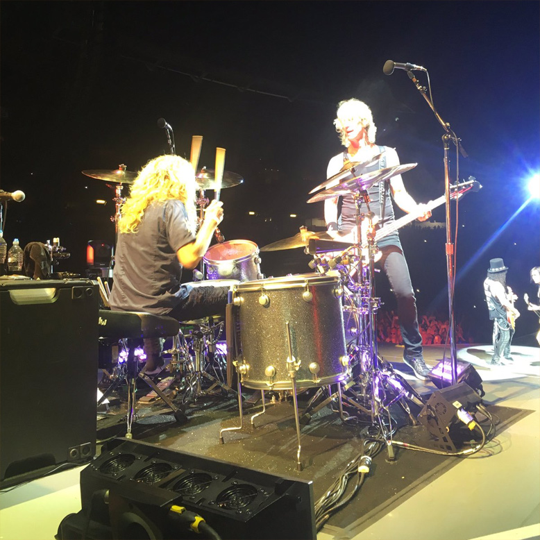 Steven Adler performs with Guns N' Roses on stage in Cincinnati ...