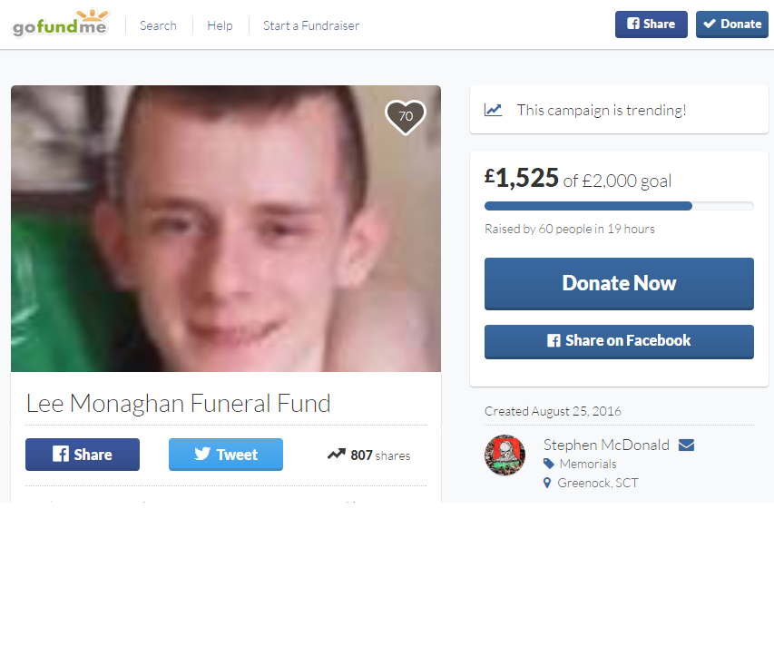 Appeal to pay for funeral of Greenock man killed in town | News - undefined